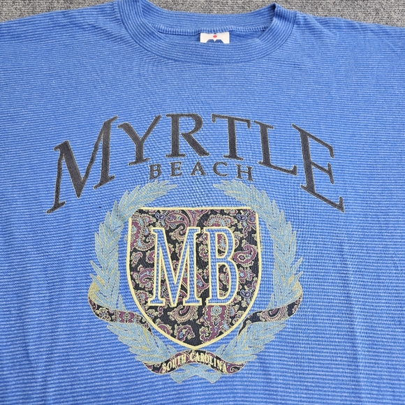 miller | Shirts | Vintage 9s Myrtle Beach Paisley Crest Blue Striped T ...